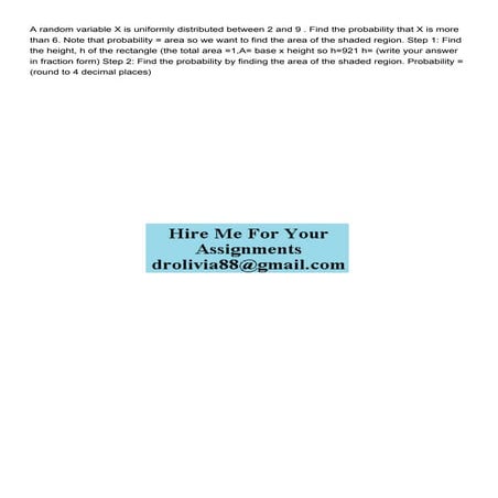 A Random Variable X Is Uniformly Distributed Between 2 And 9pdf 8532