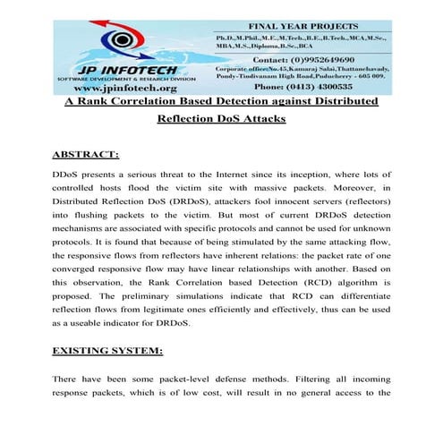 A Rank Correlation Based Detection Against Distributed Reflection Do S 8086