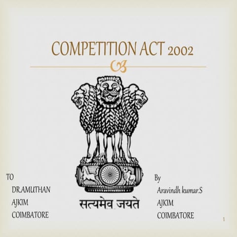 COMPETITION ACT 2002 | PDF