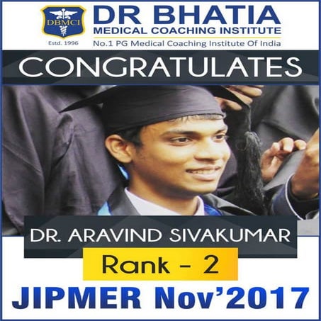 DBMIND Dr Aravind Sivakumar on securing Rank 2 in JIPMER Nov’17!!! | PDF