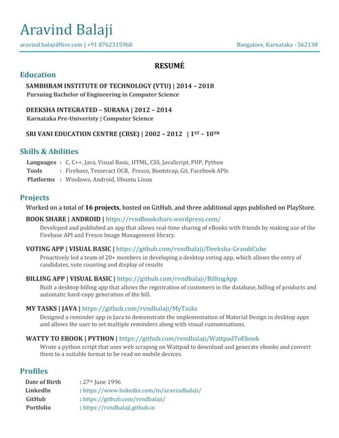 Prabhu's Resume - October | PDF