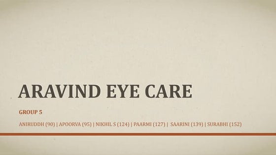 Case study analysis arvind eye care | PPTX | Eye and Vision Conditions ...