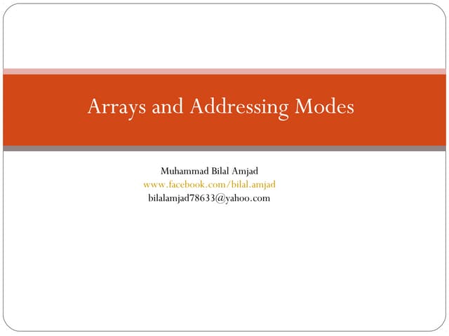 Arrays And Addressing Modes Pot Programming Languages Computing