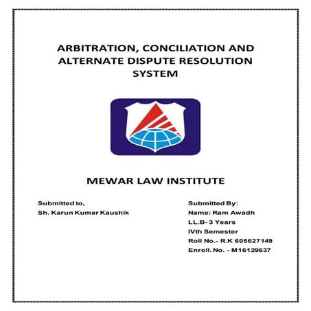 Arbitration conciliation and alternate dispute resolution system | DOCX