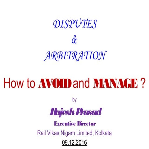 Disputes and Arbitration- How to Avoid and Manage | PPT