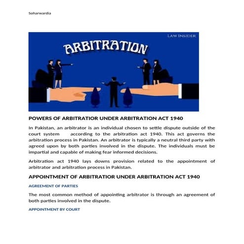 introduction to ARBITRATOR POWERS and brief detail on it | DOCX