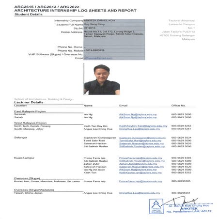 Arc2622 log sheets & report file ong seng peng 0319016 | PDF