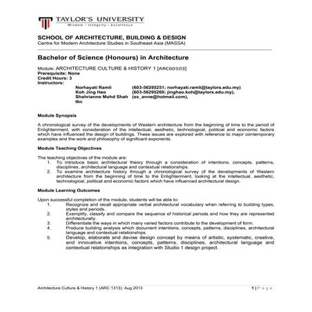 Arc60103 (arc1313) march 2014 module outline | PDF