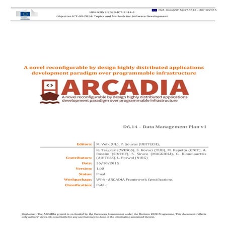 Arcadia project- D ata Management Plan | PDF