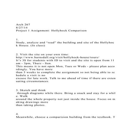 Arch 267 82714 Project 1 Assignment Hollyhock Comparis.docx