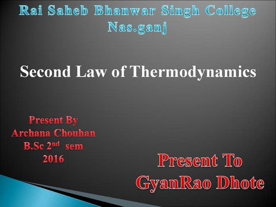 Second law of thermodynamic | PPTX