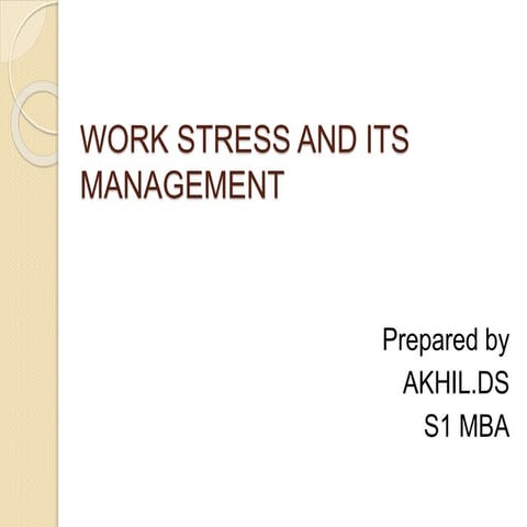 work stress management | PPTX