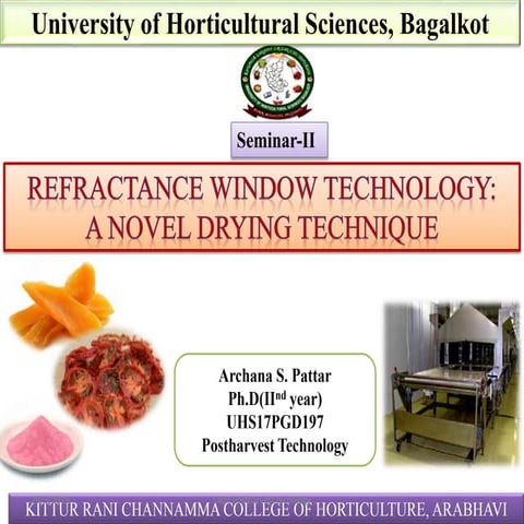 REFRACTANCE WINDOW DRYING | PPTX