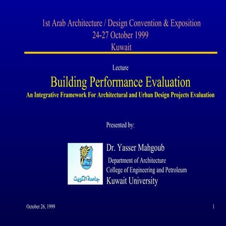 Building Performance Evaluation - Post Occupancy Evaluation | PPT