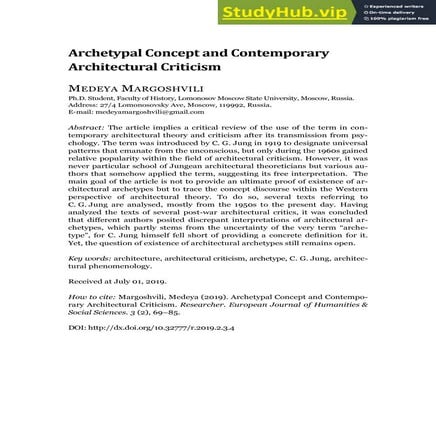 Archetypal Concept And Contemporary Architectural Criticism | PDF