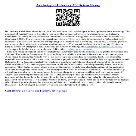 Archetypal Literary Criticism Essay | PDF