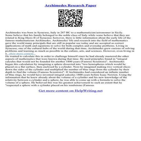 Archimedes Essay | PDF | Physics | Science