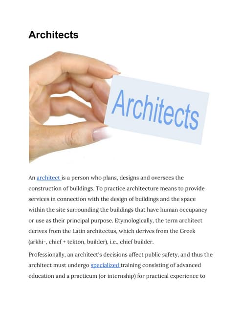 Introduction to architecture presentation | PPTX | Civil Engineering Industry | Industries