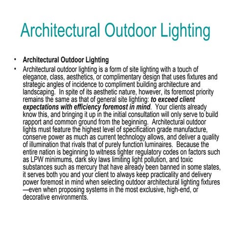 Architectural outdoor lighting | PPT