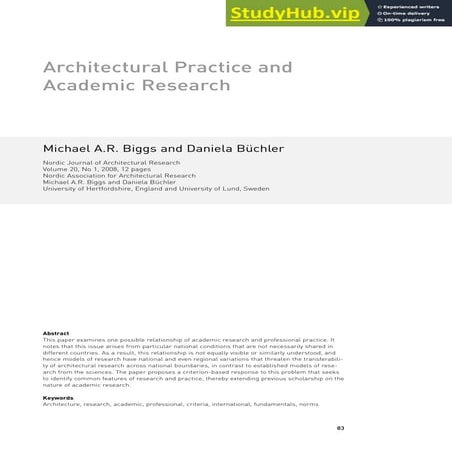 Architectural Practice And Academic Research. | PDF