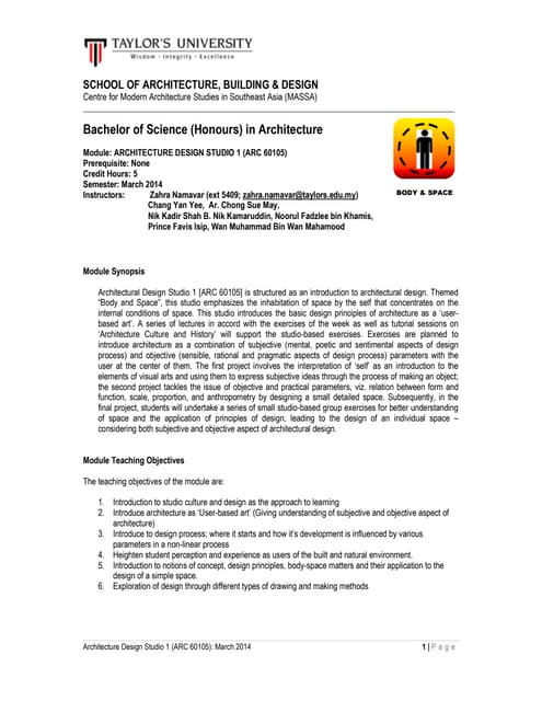 Arch design studio 1 module outline | PDF