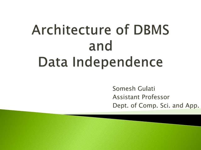 Architecture Of Dbms Pptx Databases Computer Software And Applications