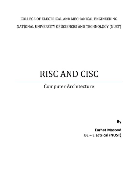 13 Risc And Cisc Architecturepptx Computing Technology And Computing