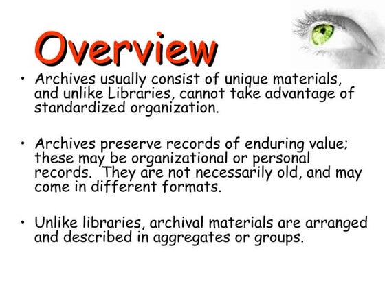 Archival Science - Provenance, Original Order and Respect des Fonds | PPT