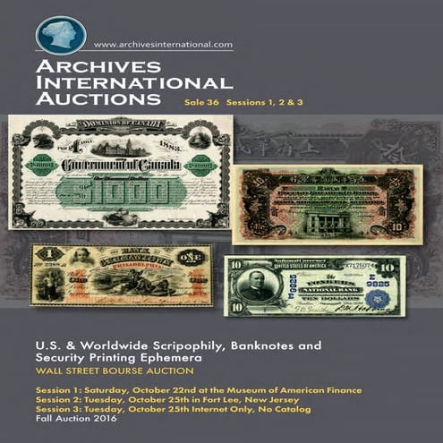 Archives International Auctions Sale 36 U.S. & Worldwide Scripophily ...