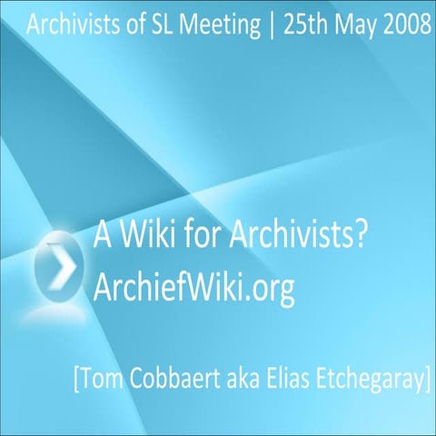 A Wiki for Archivists? ArchiefWiki.org