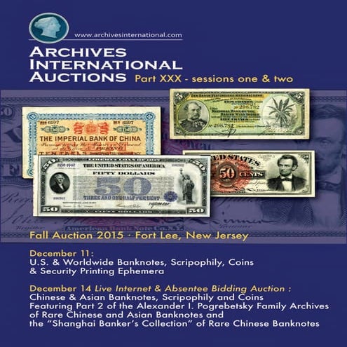 Archives International Auctions Part XXX - Worldwide Banknote Auction | PDF