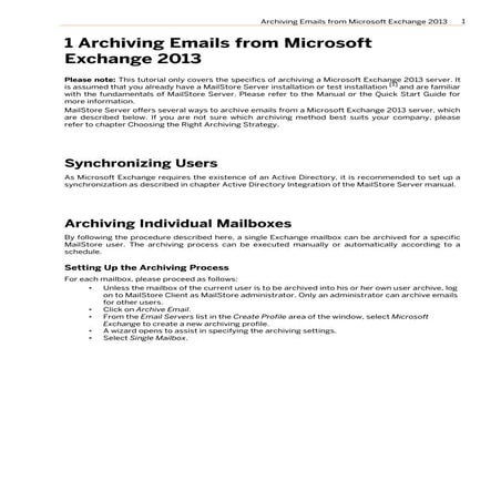 Archiving emails-from-microsoft-exchange-2013 | PDF