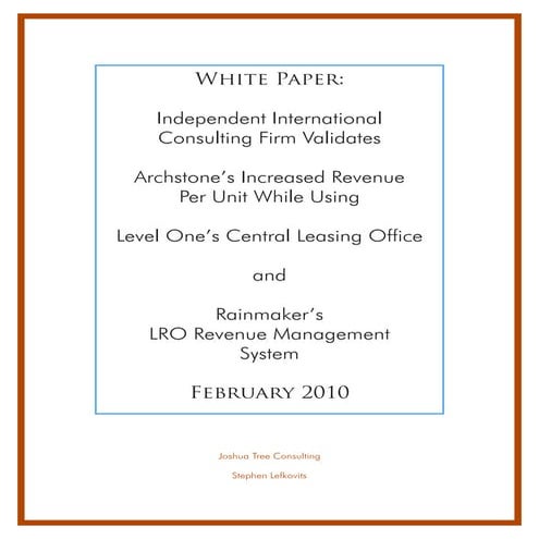 Archstone Increases Revenue Using LevelOne and LRO | PDF