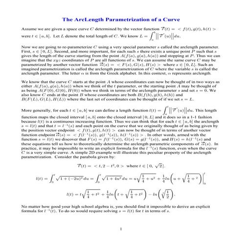 Arc lengthparametrization | PDF | Physics | Science