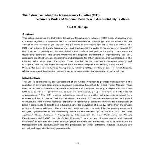 The Extractive Industries Transparency Initiative (EITI): Voluntary ...