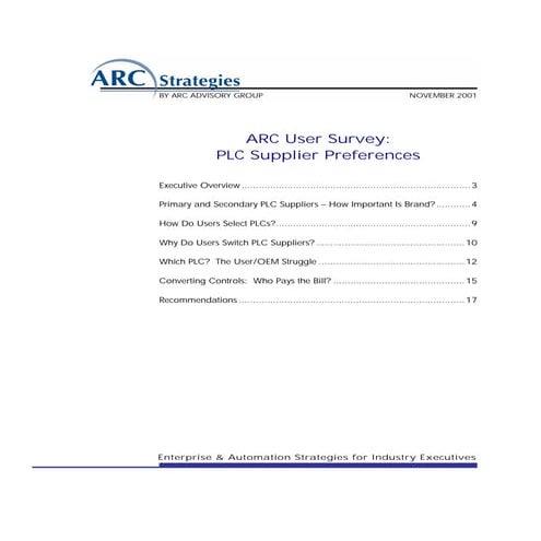 Arc user survey plc supplier preferences | PDF