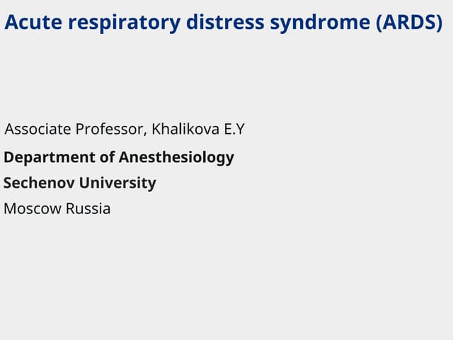 Acute respiratory distress syndrome (ARDS) | PPTX | Lung and ...