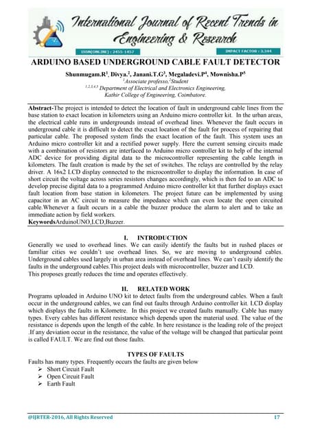 UNDERGROUND CABLE FAULT DISTANCE DETECTOR | PPTX