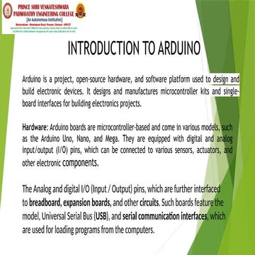 PPT ON Arduino | PPTX
