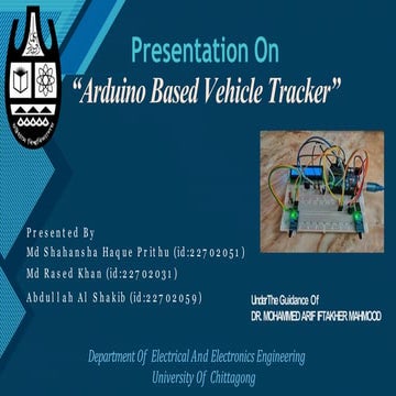 Arduino Based Vehicle Speed Tracker Project Ppt