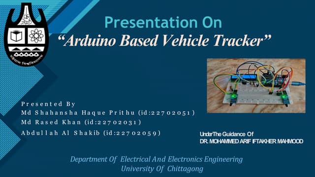 Arduino Based Vehicle Speed Tracker Project Ppt