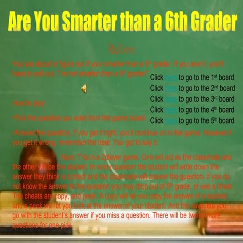 Are You Smarter Than A 6th Grader | PPT