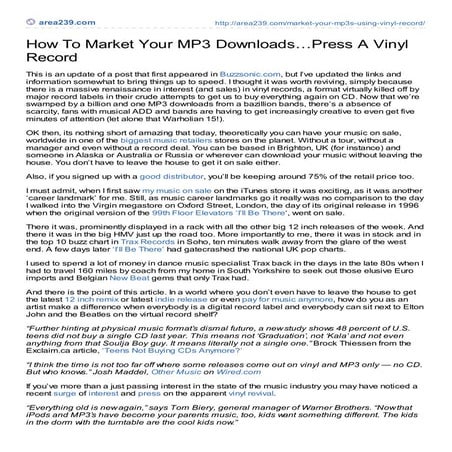 How To Market Your MP3 Downloads…Press A Vinyl Record | PDF | World ...