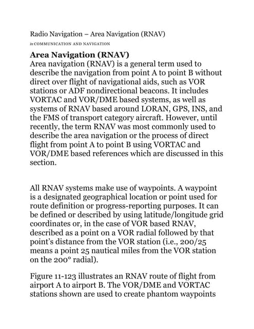 Area Navigation notes 1.docx | Air Travel | Travel Type