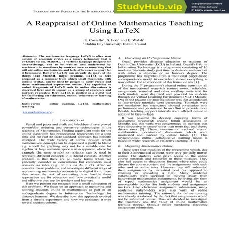 A Reappraisal Of Online Mathematics Teaching Using LaTeX | PDF ...