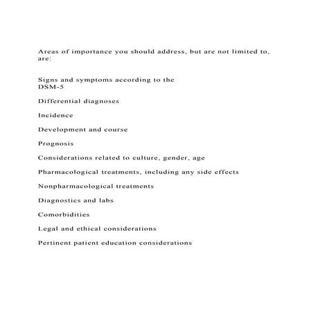 Areas of importance you should address, but are not limited to, .docx