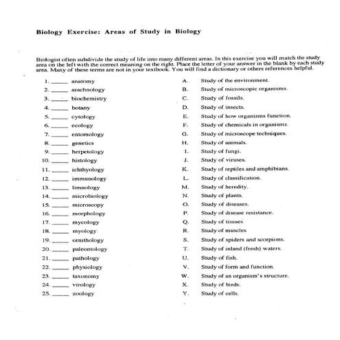 Areas of study bio | PDF
