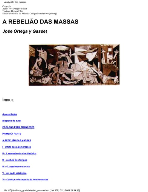 A Rebelião Das Massas Jose Ortega Y Gasset Livro Pdf