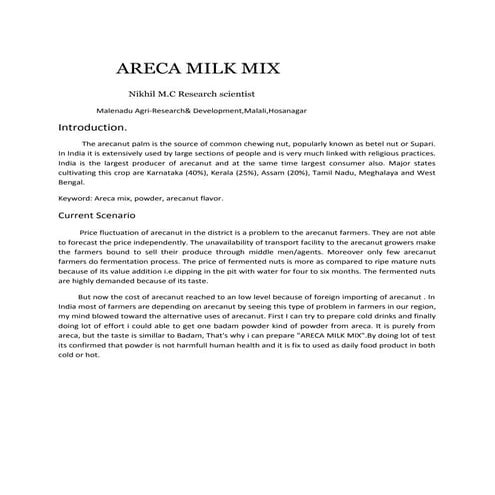 Areca milk mix | PDF