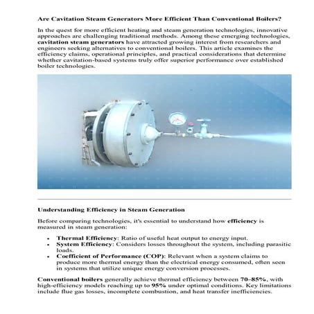 Are Cavitation Steam Generators More Efficient Than Conventional ...